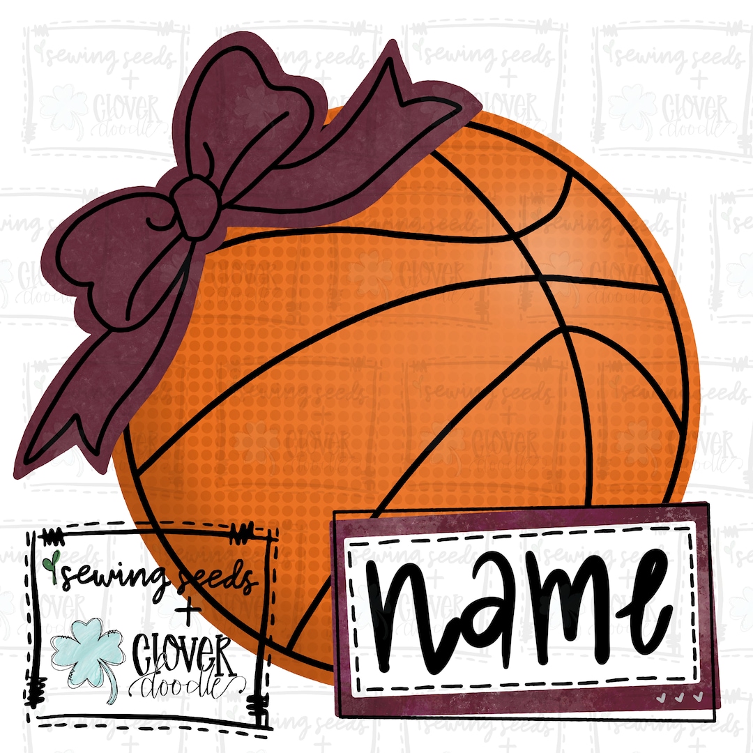 Basketball- Maroon + White W/bow - SS+CD - PNG, Digital Download for ...