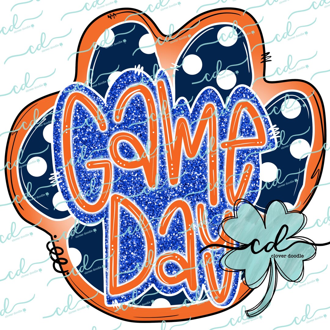 Paw Print Game Day- Blue and Orange- CD - PNG, Digital Download for ...