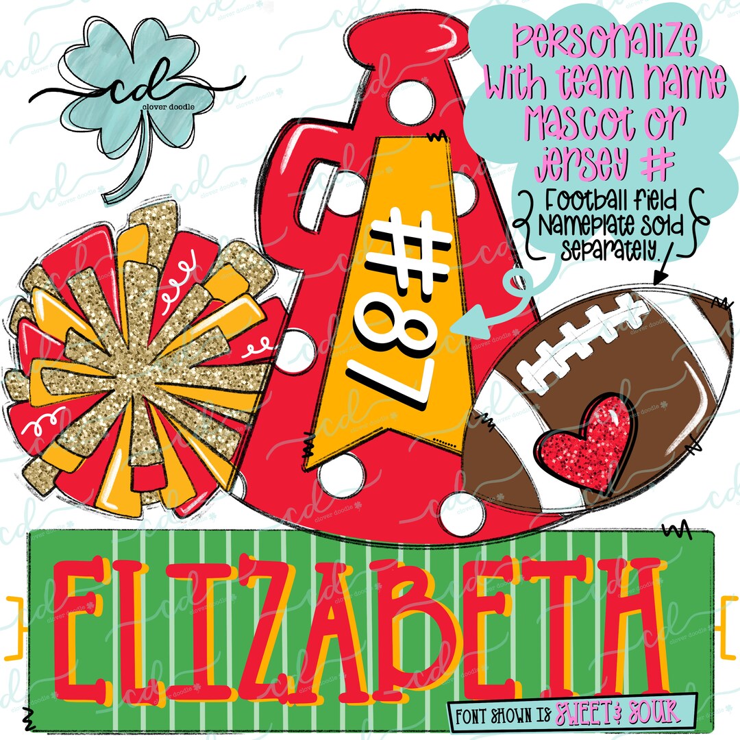 Football Cheer Trio- Red + Yellow - CD - Faux Applique PNG, Digital ...
