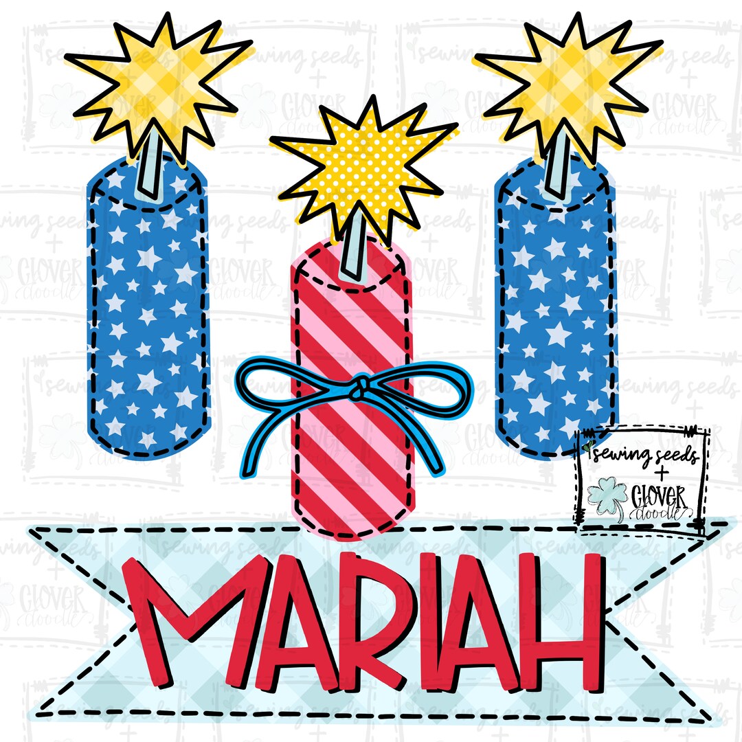 Firecracker Trio With Bow + Nameplate - SS+CD - Faux Applique PNG ...