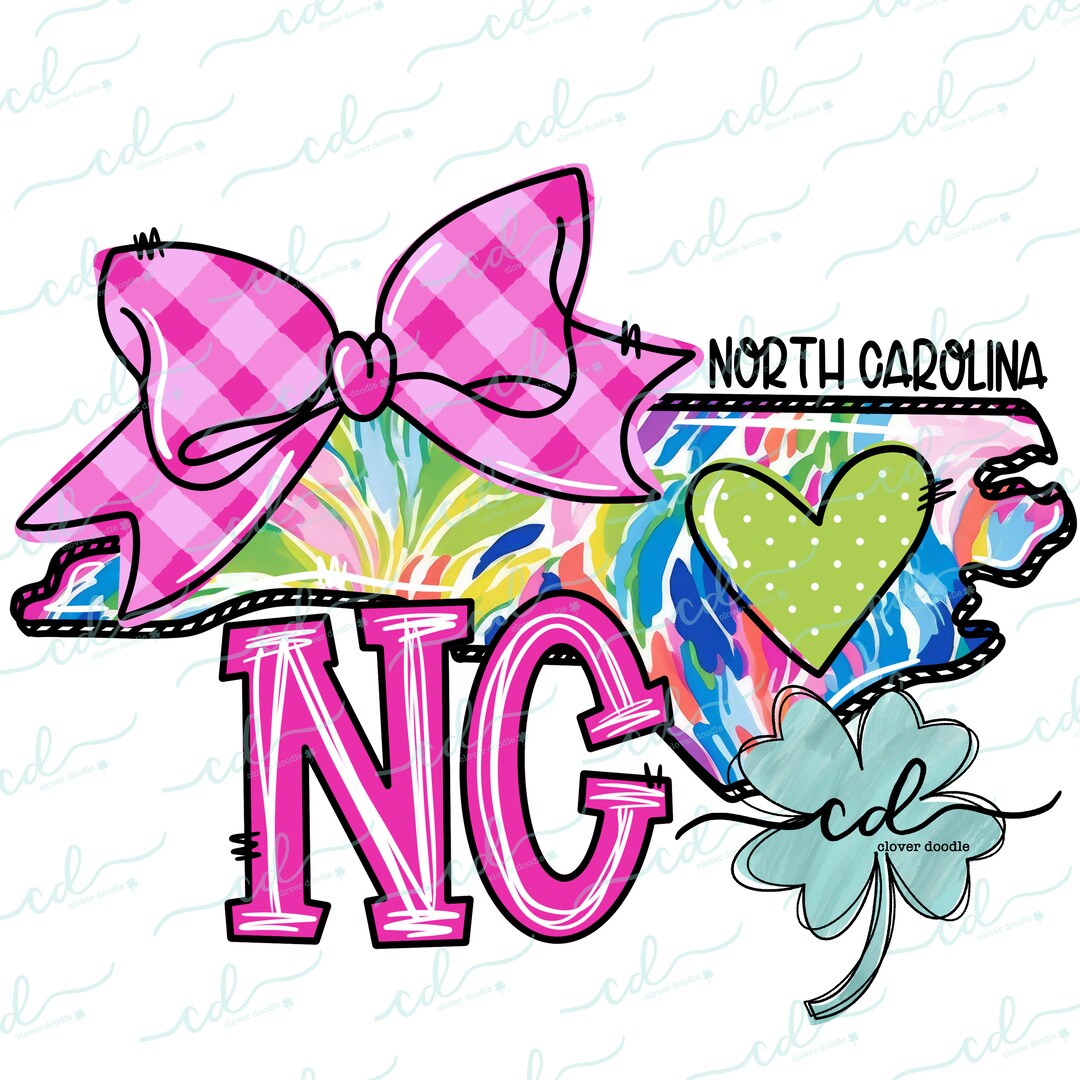 Doodle State North Carolina- Floral Pink- CD - PNG, Digital Download ...