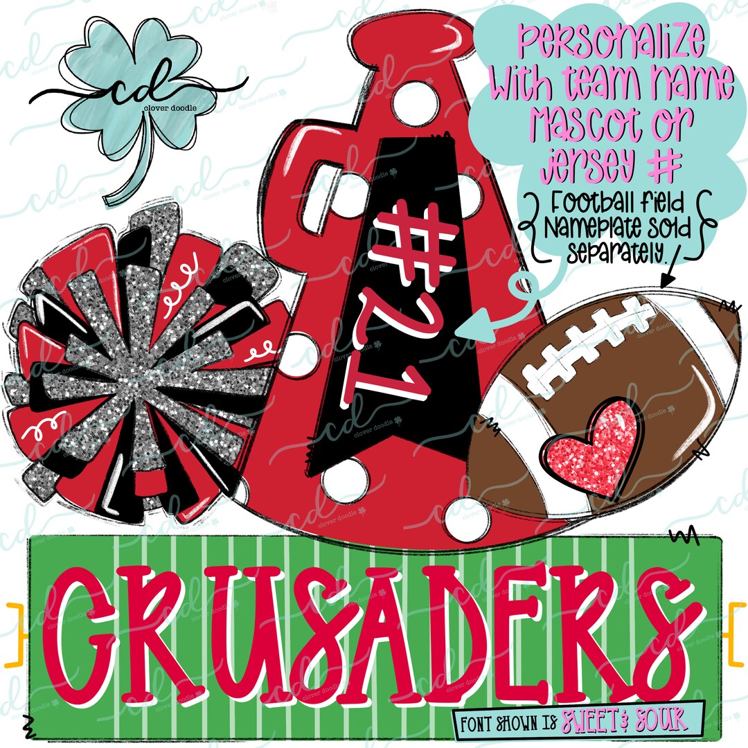 Football Cheer Trio- Red + Black - CD - Faux Applique PNG, Digital ...