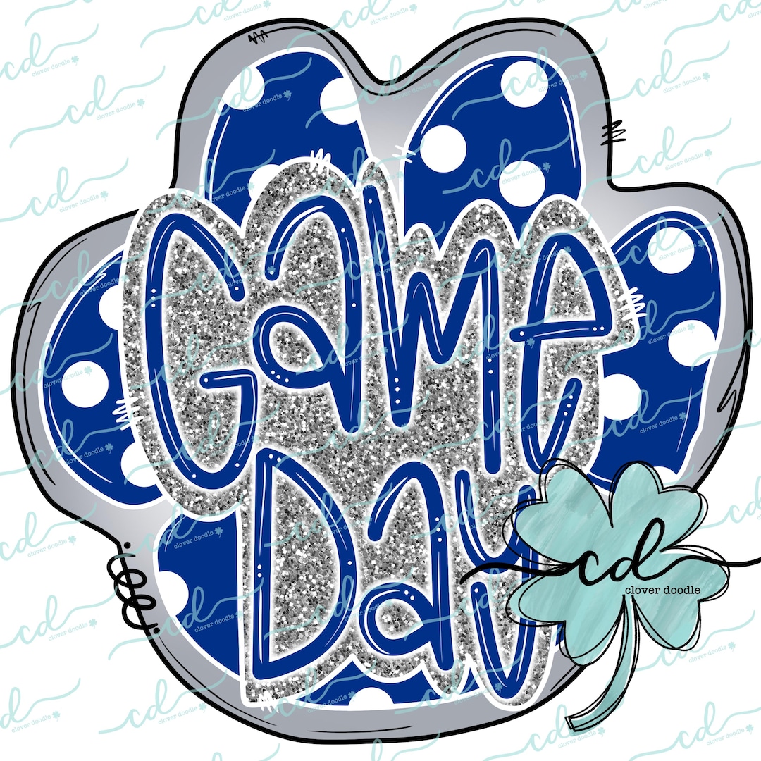 Paw Print Game Day Royal Blue CD PNG, Digital Download for Sublimation ...