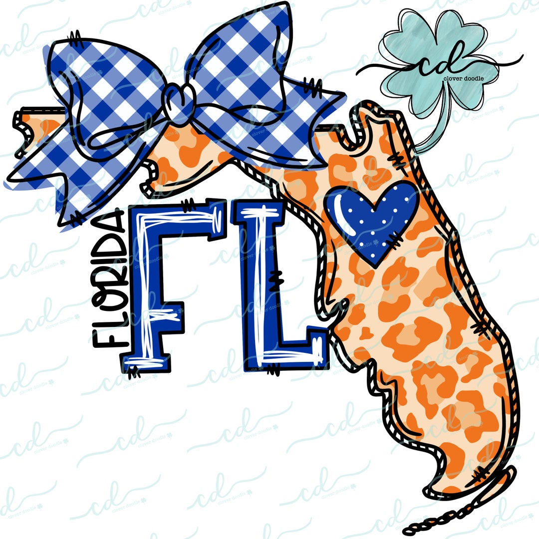 Doodle State Florida- Blue + Orange- CD - PNG, Digital Download for ...