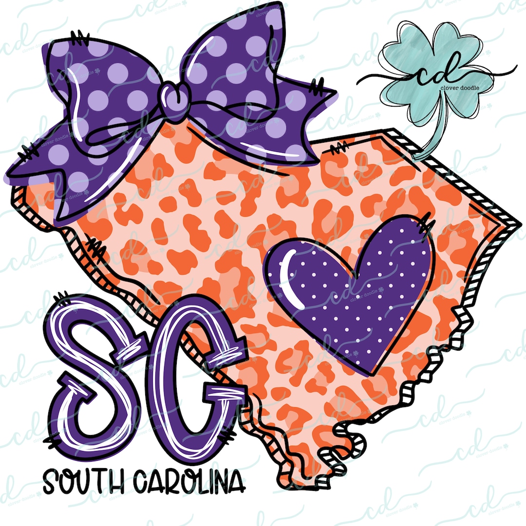 Doodle State South Carolina- Orange + Purple CD - PNG, Digital Download ...
