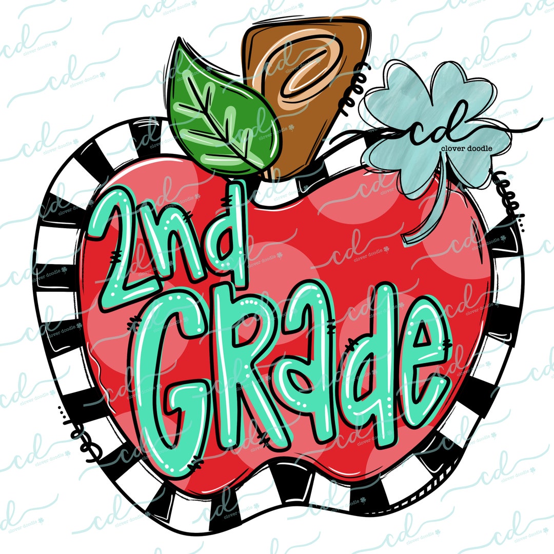 Funky Apple- 2nd Grade- CD -PNG, Digital Download for Sublimation and ...
