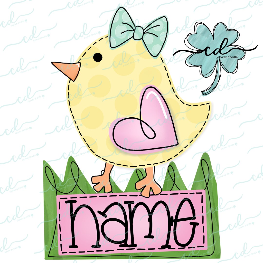 Easter Chick- Girl W/nameplate - CD -faux Applique PNG, Digital ...