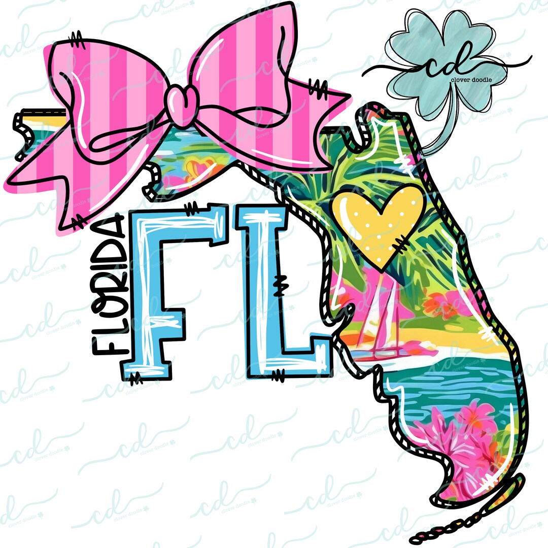 Doodle State Florida- Floral- CD - PNG, Digital Download for ...