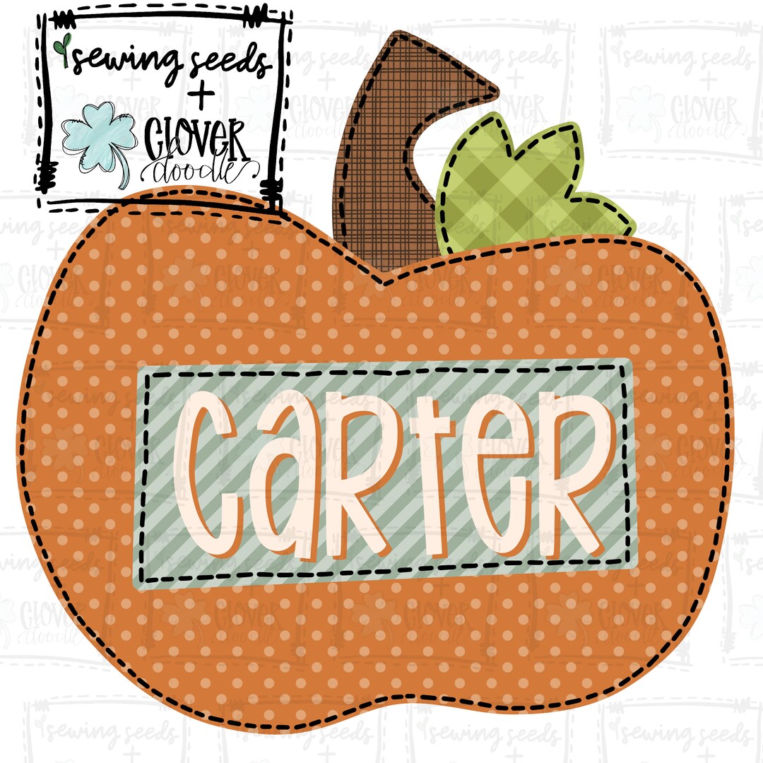 Funky Pumpkin W/nameplate SS+CD - Faux Applique PNG, Digital Download ...