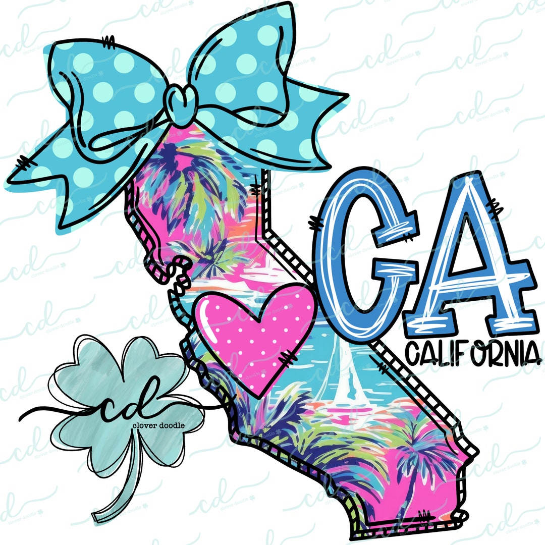Doodle State California- Floral- CD - PNG, Digital Download for ...