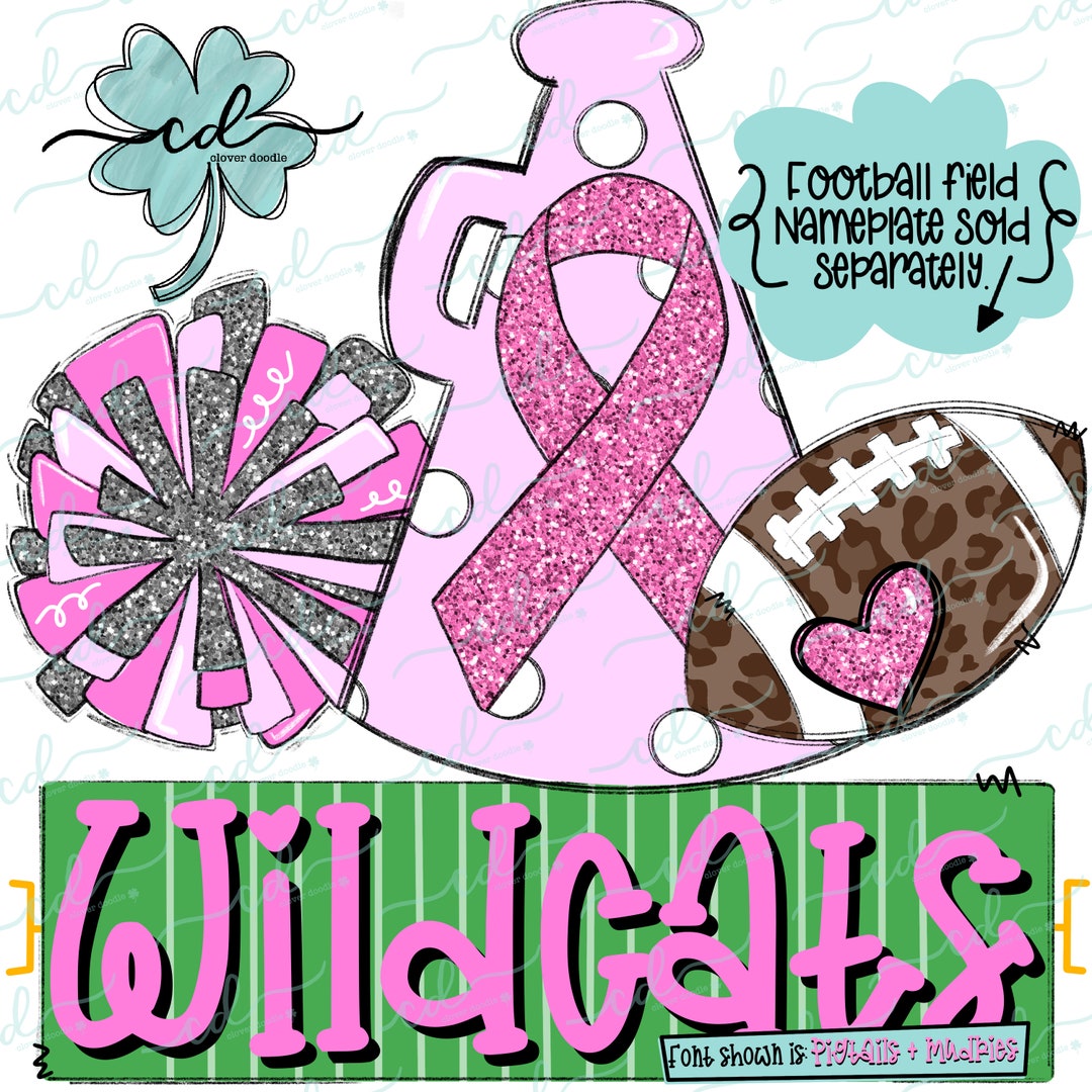 Football Cheer Trio- Pink Awareness Ribbon - CD - Faux Applique PNG ...