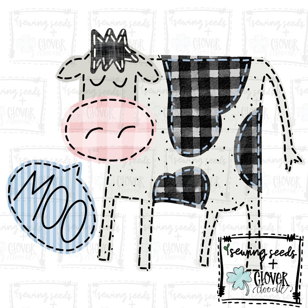 Cow With Text Bubble - SS+CD - Faux Applique PNG, Digital Download for ...