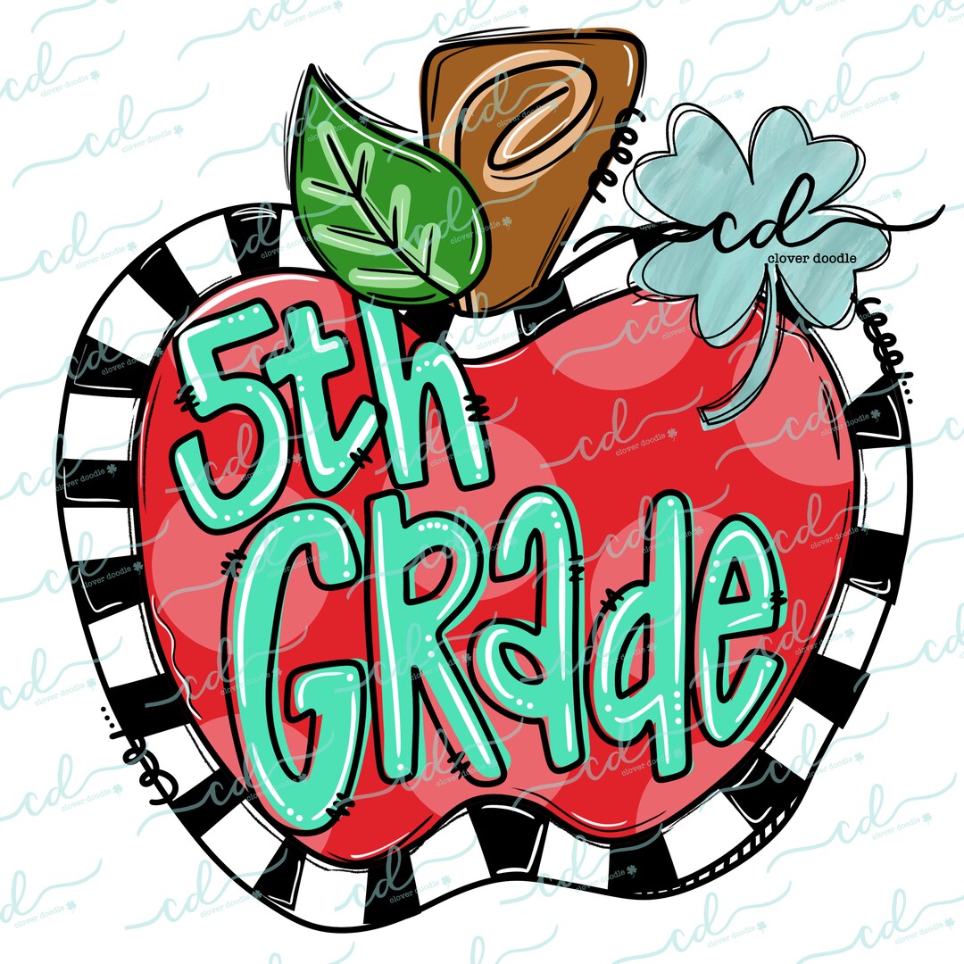 Funky Apple- 5th Grade- CD -PNG, Digital Download for Sublimation and ...