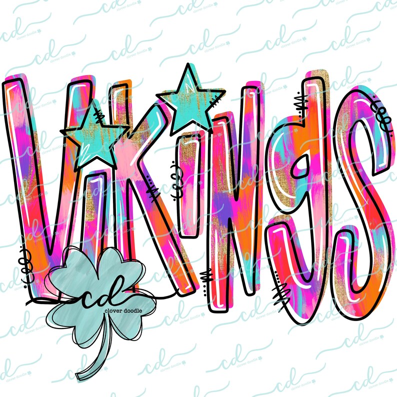 Hand Lettered Watercolor Mascot- Vikings- CD - PNG, Digital Download ...