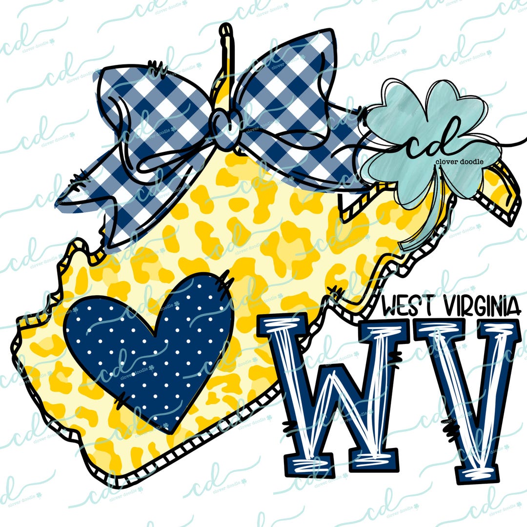 Doodle State West Virginia Yellow + Blue- CD - PNG, Digital Download ...