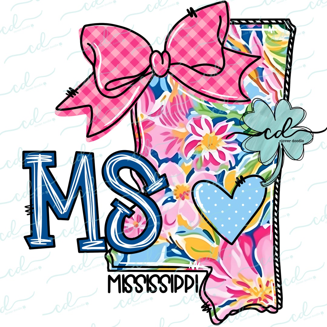 Doodle State Mississippi- Floral- CD - PNG, Digital Download for ...