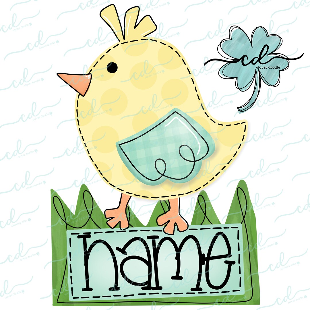 Easter Chick- Boy W/nameplate - CD - Faux Applique PNG, Digital ...