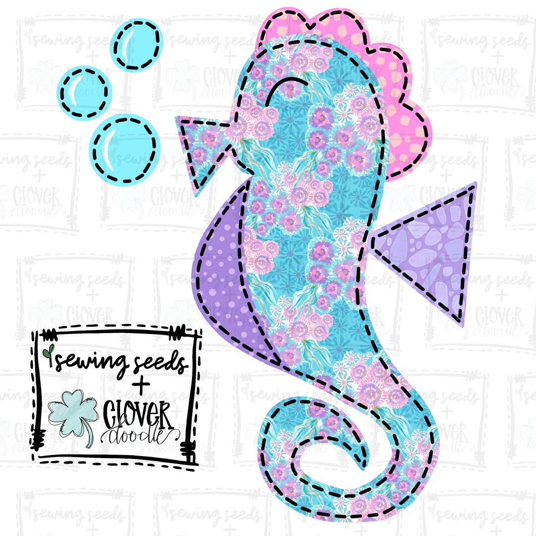 Beach Seahorse Girl SSCD Faux Applique PNG, Digital Download for ...