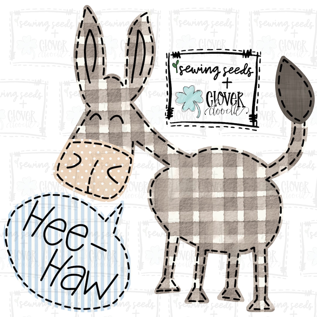 Donkey With Text Bubble - SS+CD - Faux Applique PNG, Digital Download ...