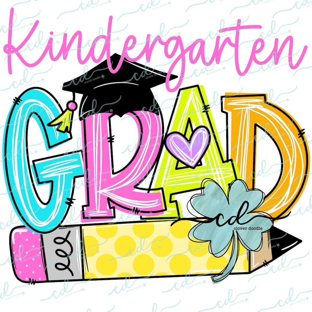 Kindergarten Grad- Girl Neon- CD -PNG, Digital Download for Sublimation ...