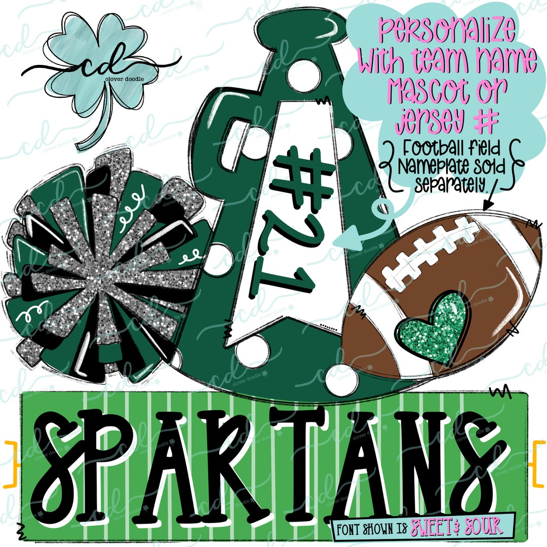 Football Cheer Trio- Green + White - CD - Faux Applique PNG, Digital ...