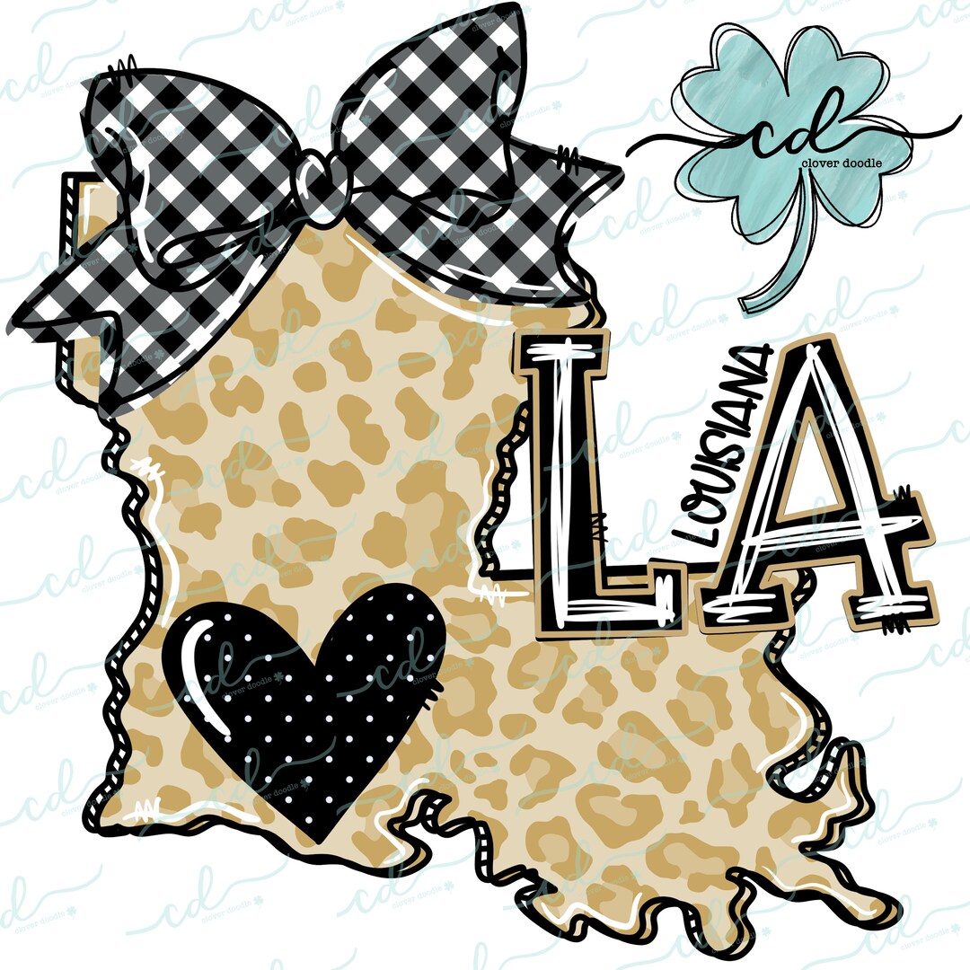 Doodle State Louisiana- Black + Gold- CD - PNG, Digital Download for ...