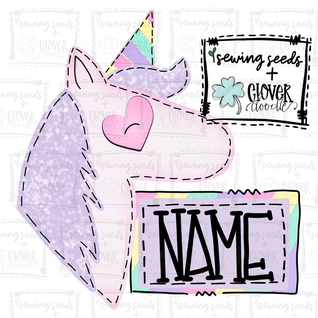 Pastel Rainbow Unicorn W/nameplate - SS+CD - PNG, Digital Download for ...