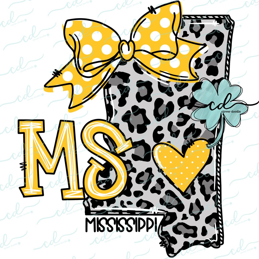 Doodle State Mississippi- Gold + Black- CD - PNG, Digital Download for ...