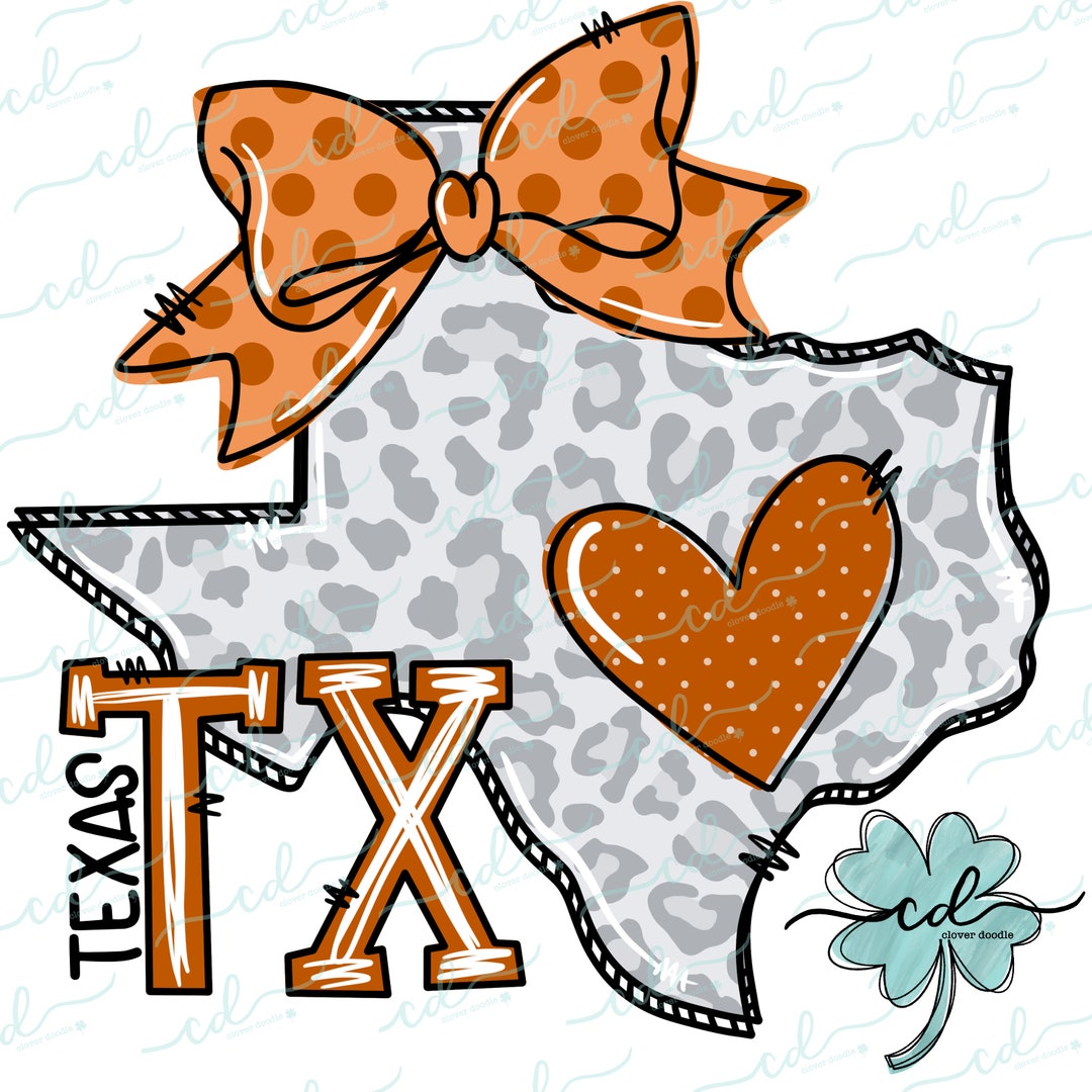 Doodle State Texas- Burnt Orange- CD - PNG, Digital Download for ...