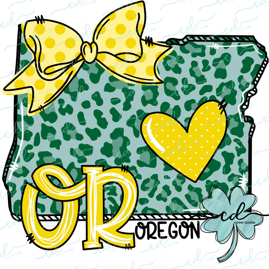 Doodle State Oregon- Green + Yellow- CD - PNG, Digital Download for ...