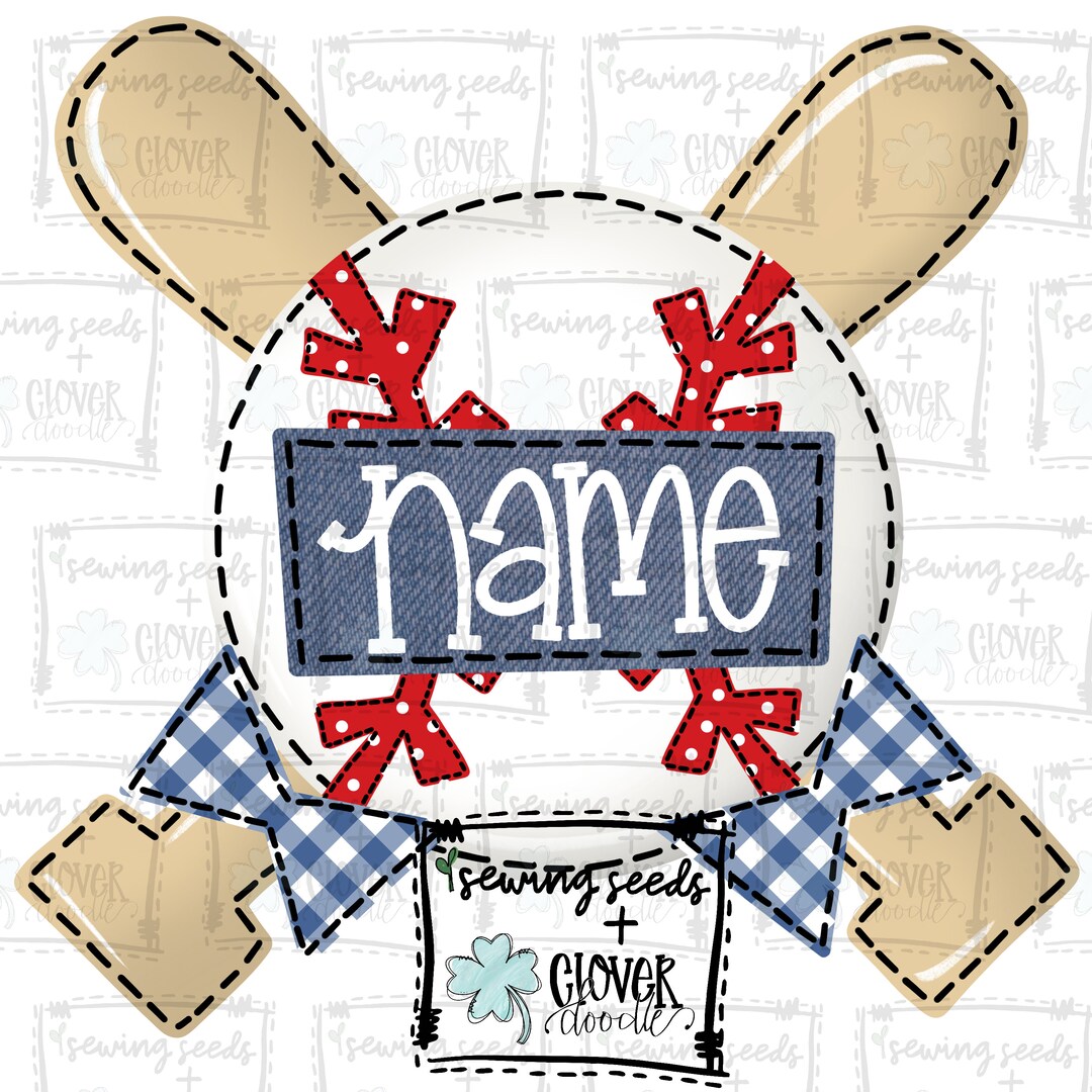 Baseball W/crossed Bats + Bows- Red and Blue - SS+CD - PNG, Digital ...