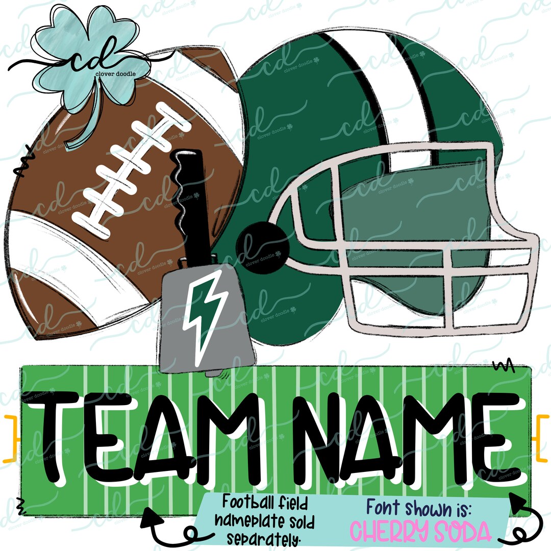Football Fan Trio- Boy- Green + White - CD - Faux Applique PNG, Digital ...