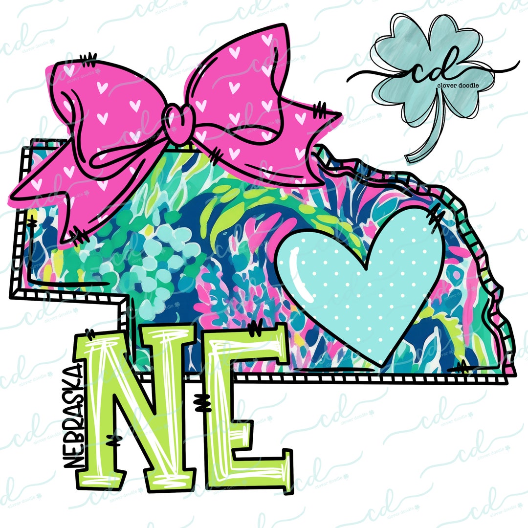 Doodle State Nebraska- Floral- CD - PNG, Digital Download for ...