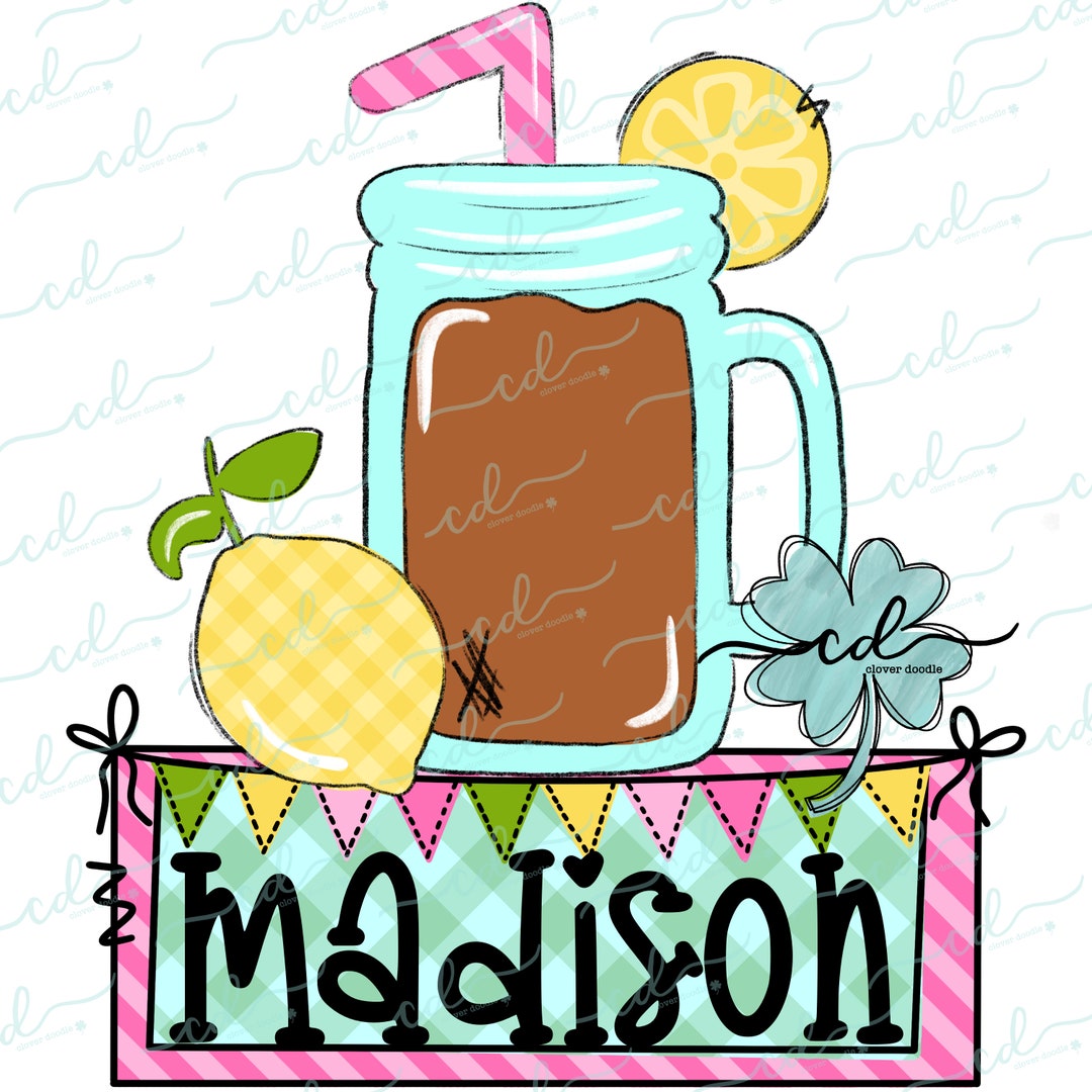 Sweet Tea With Lemon and Nameplate CD Faux Applique PNG, Digital ...