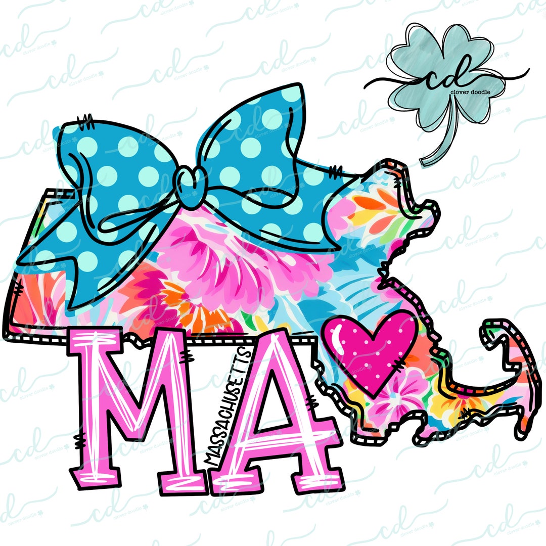 Doodle State Massachusetts- Floral- CD - PNG, Digital Download for ...