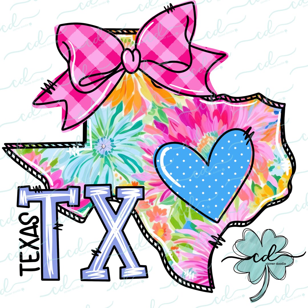 Doodle State Texas- Floral- CD - PNG, Digital Download for Sublimation ...