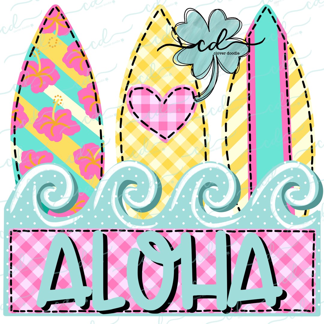Tropical Surfboard Trio With Wave Nameplate- Girl - CD - Faux Applique ...