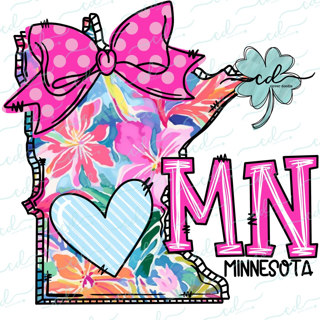 Doodle State Minnesota- Floral- CD - PNG, Digital Download for ...