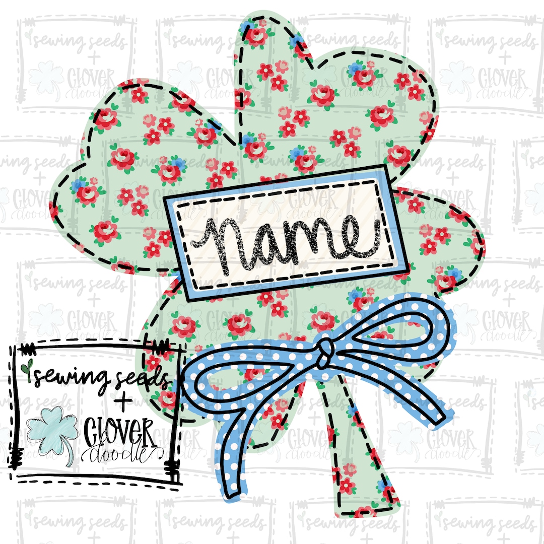 St. Patrick's Day Shamrock W/bow+ Nameplate - SS+CD - PNG, Digital ...