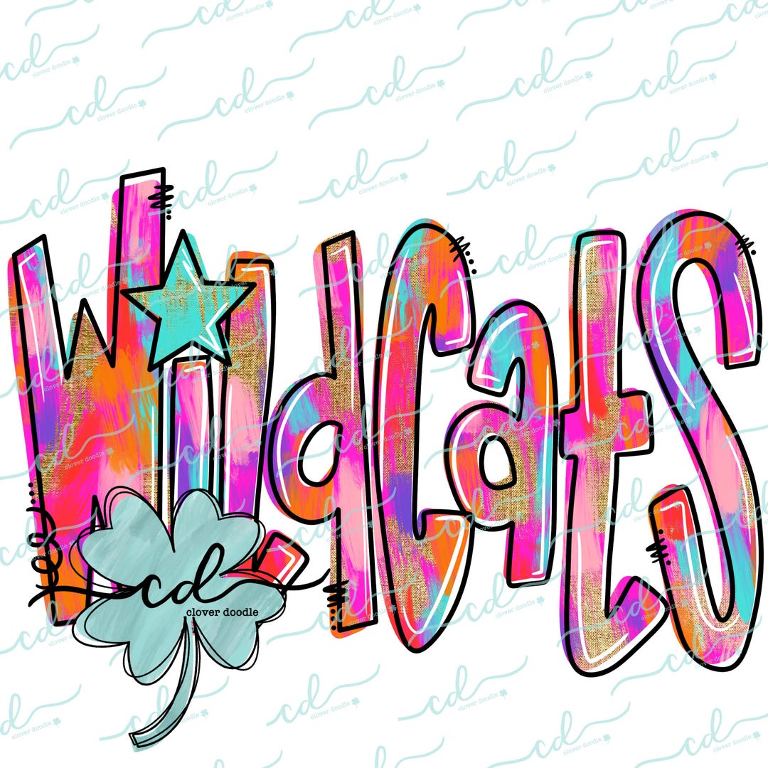 Hand Lettered Watercolor Mascot- Wildcats- CD - PNG, Digital Download ...