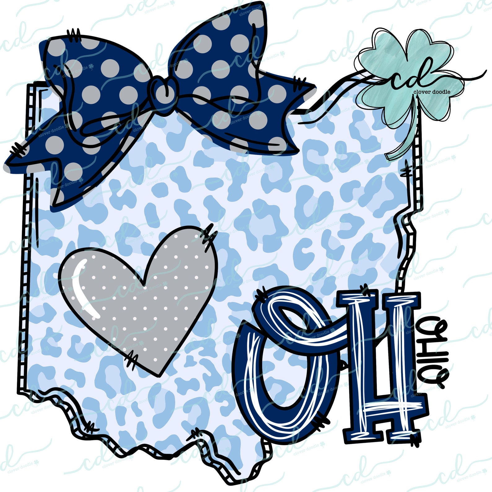 Doodle State Ohio- Blue- CD - PNG, Digital Download for Sublimation and ...