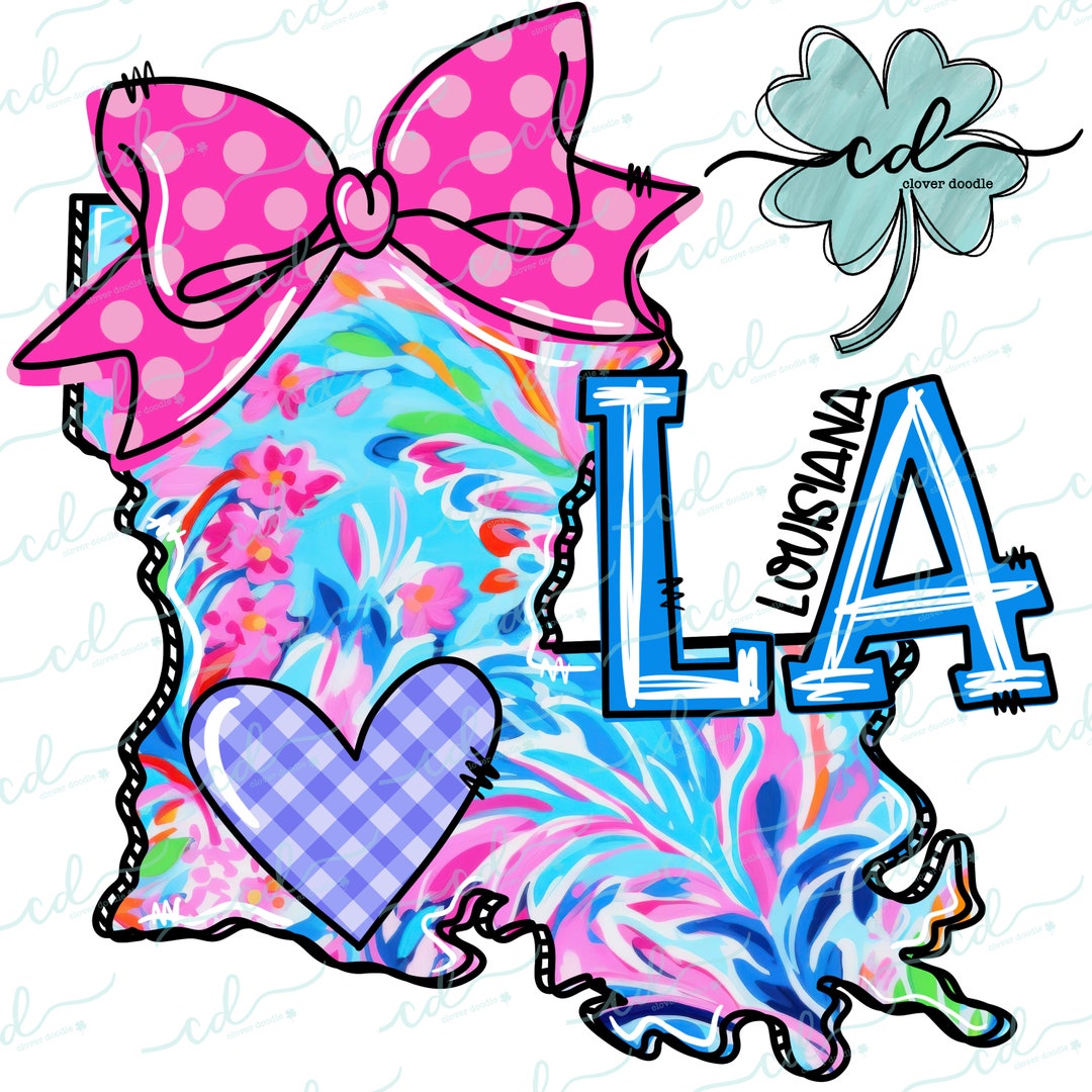 Doodle State Louisiana- Floral- CD - PNG, Digital Download for ...