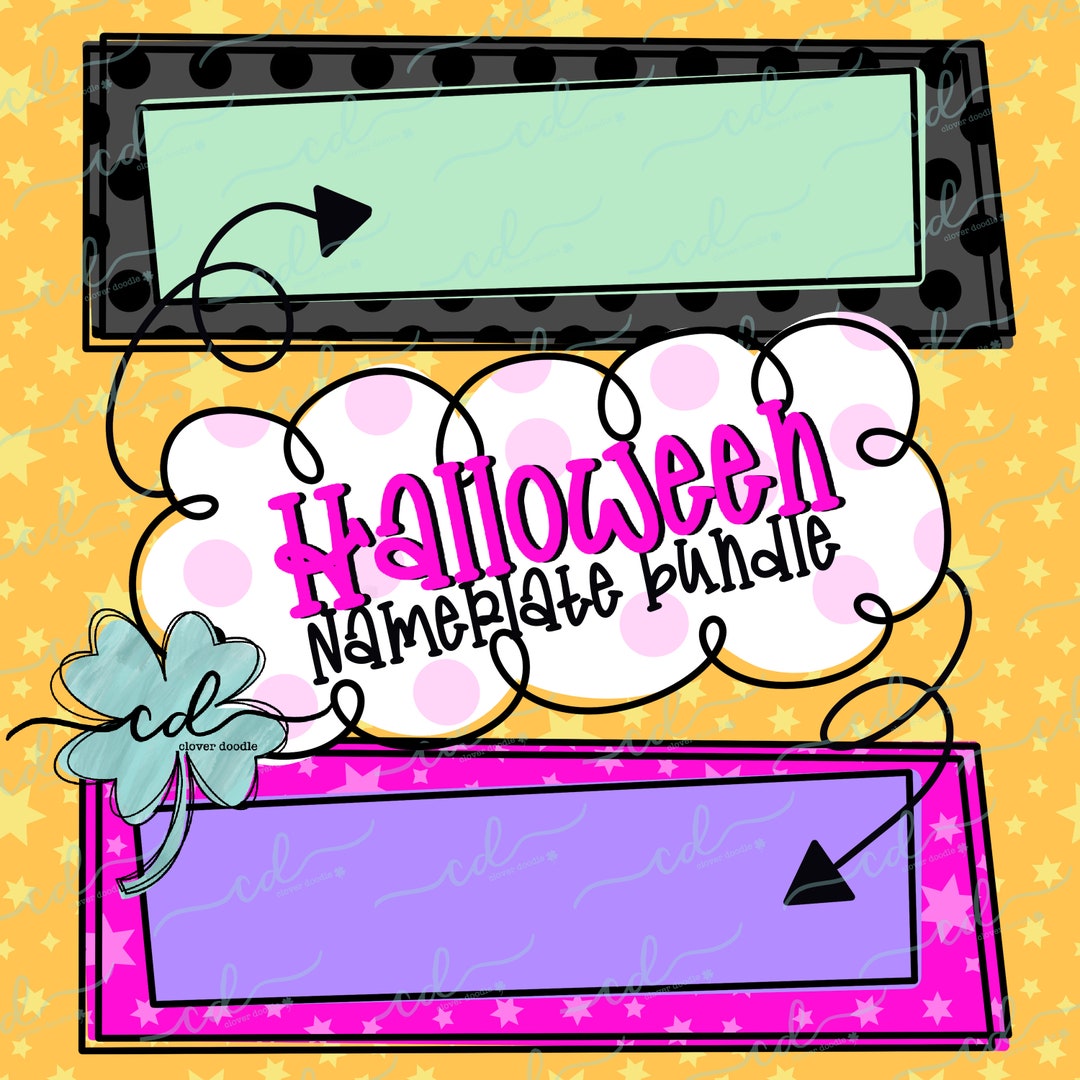 Halloween Nameplate Bundle CD PNG Digital Download for - Etsy