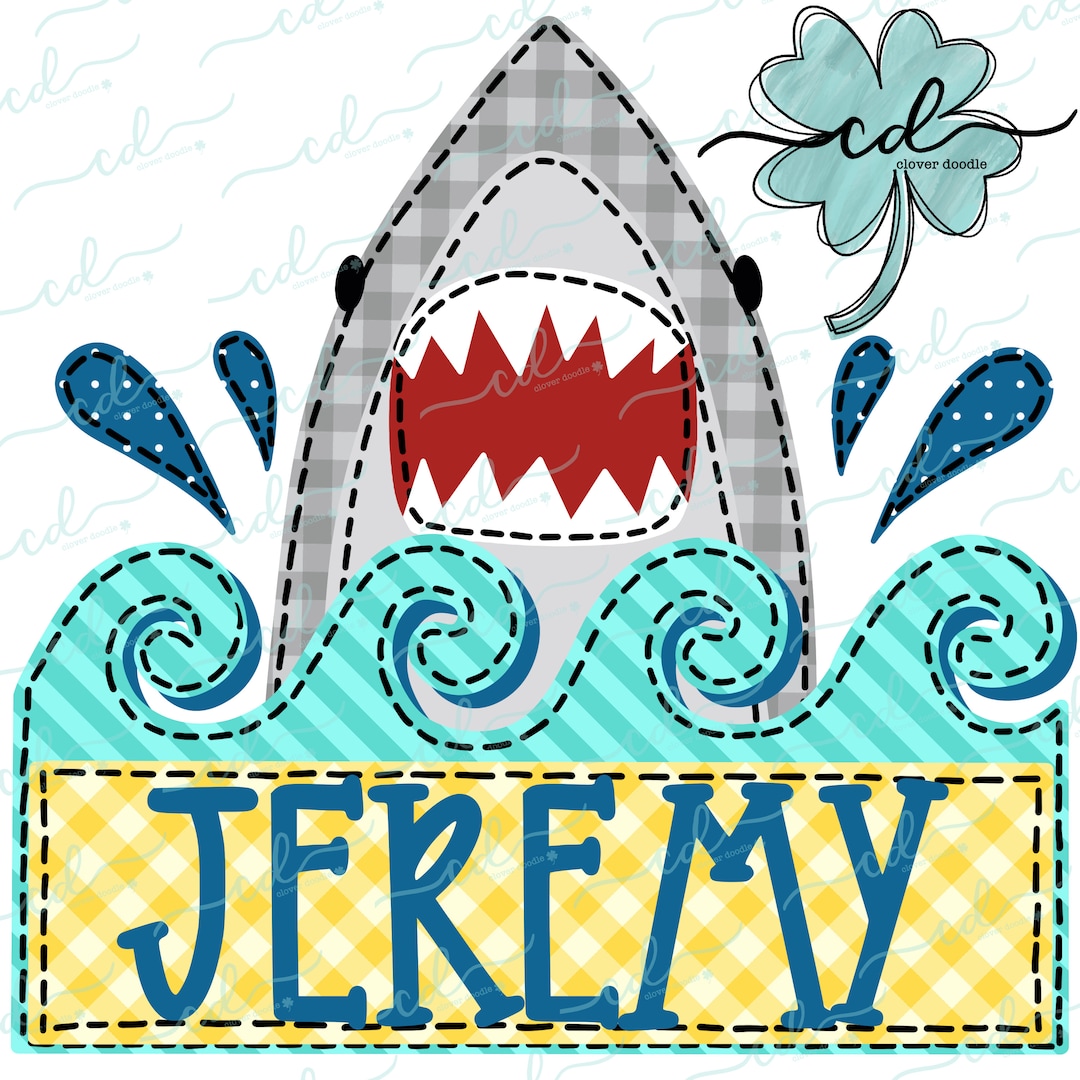 Shark Head With Wave Nameplate - CD - Faux Applique PNG, Digital ...
