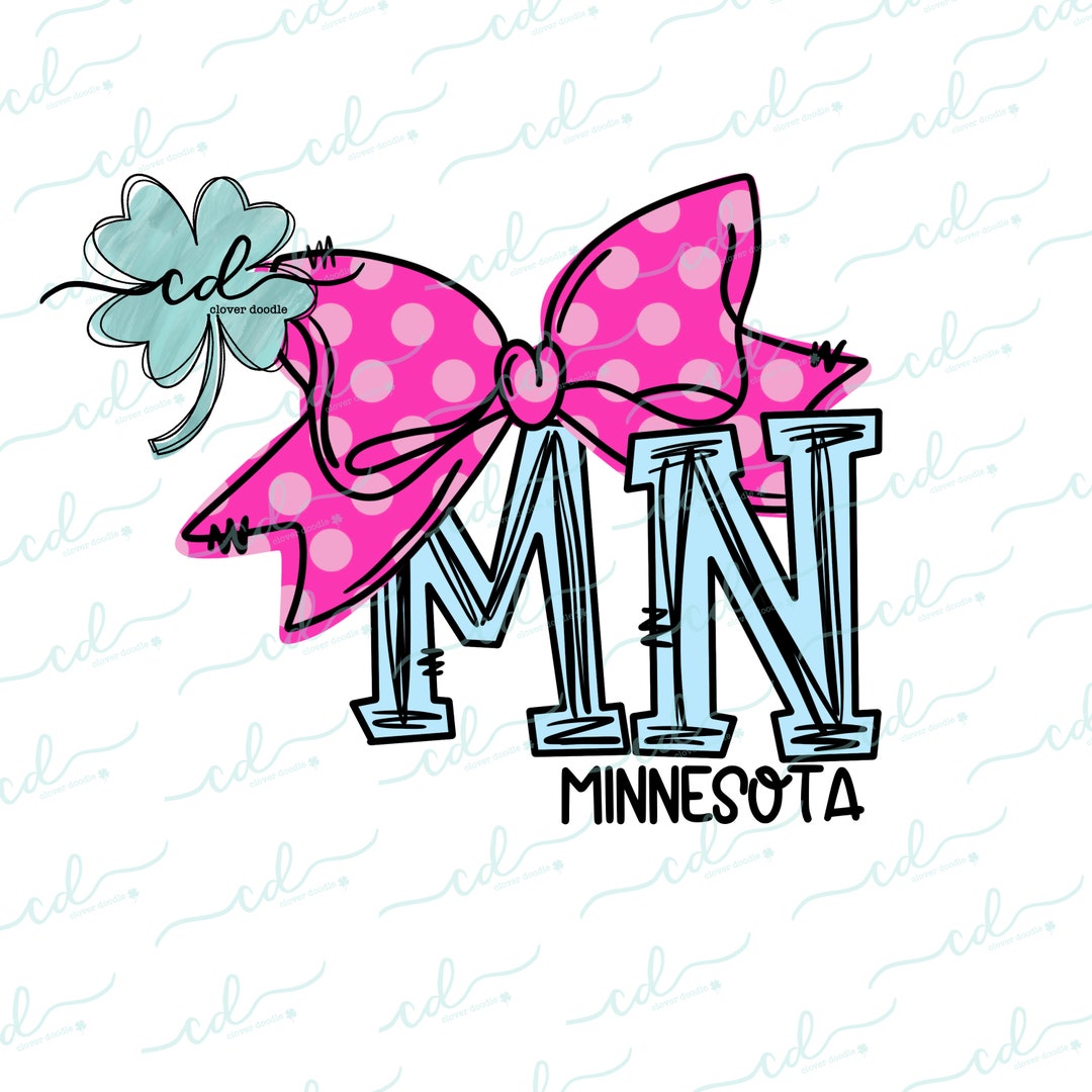 Doodle State Minnesota Abbreviation With Bow- CD - Faux Applique PNG ...