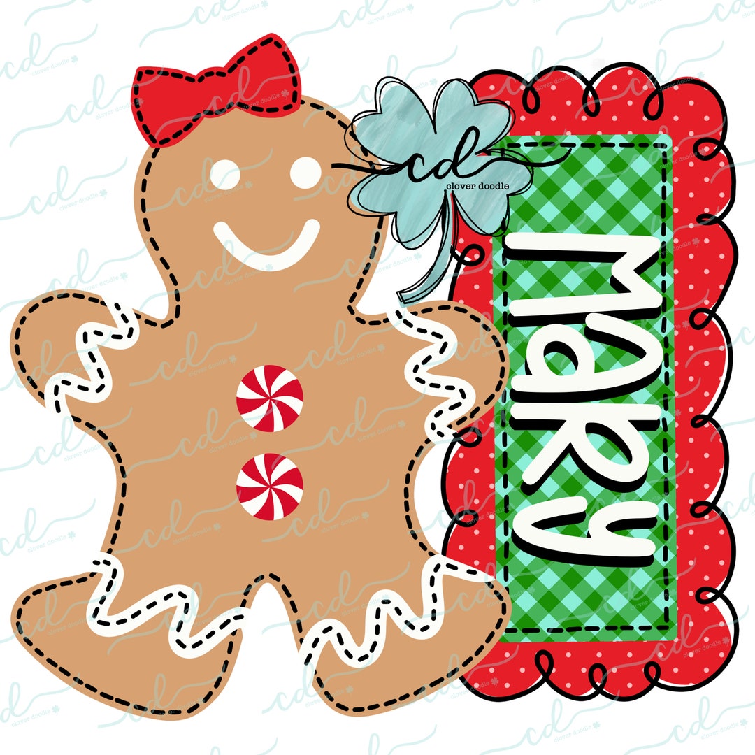 Gingerbread Girl W/nameplate - CD - Faux Applique PNG, Digital Download ...