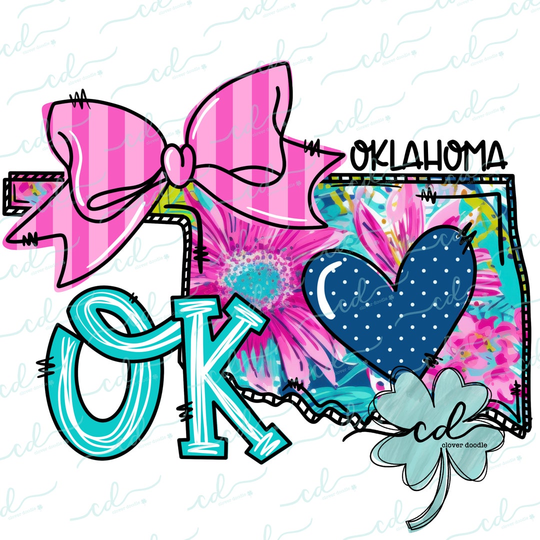 Doodle State Oklahoma- Floral- CD - PNG, Digital Download for ...