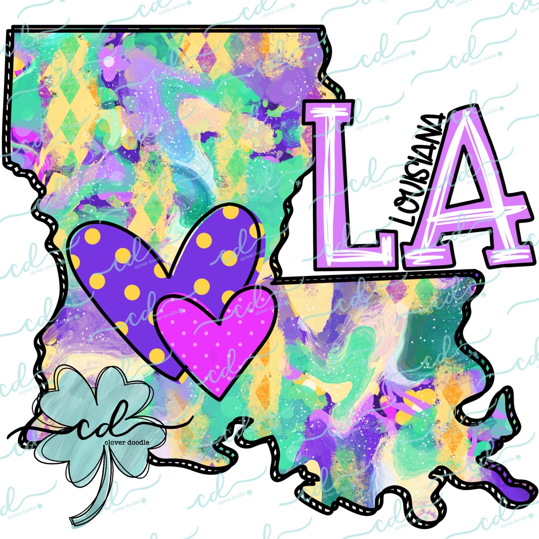 State Doodle- Louisiana- CD - Faux Applique PNG, Digital Download for ...