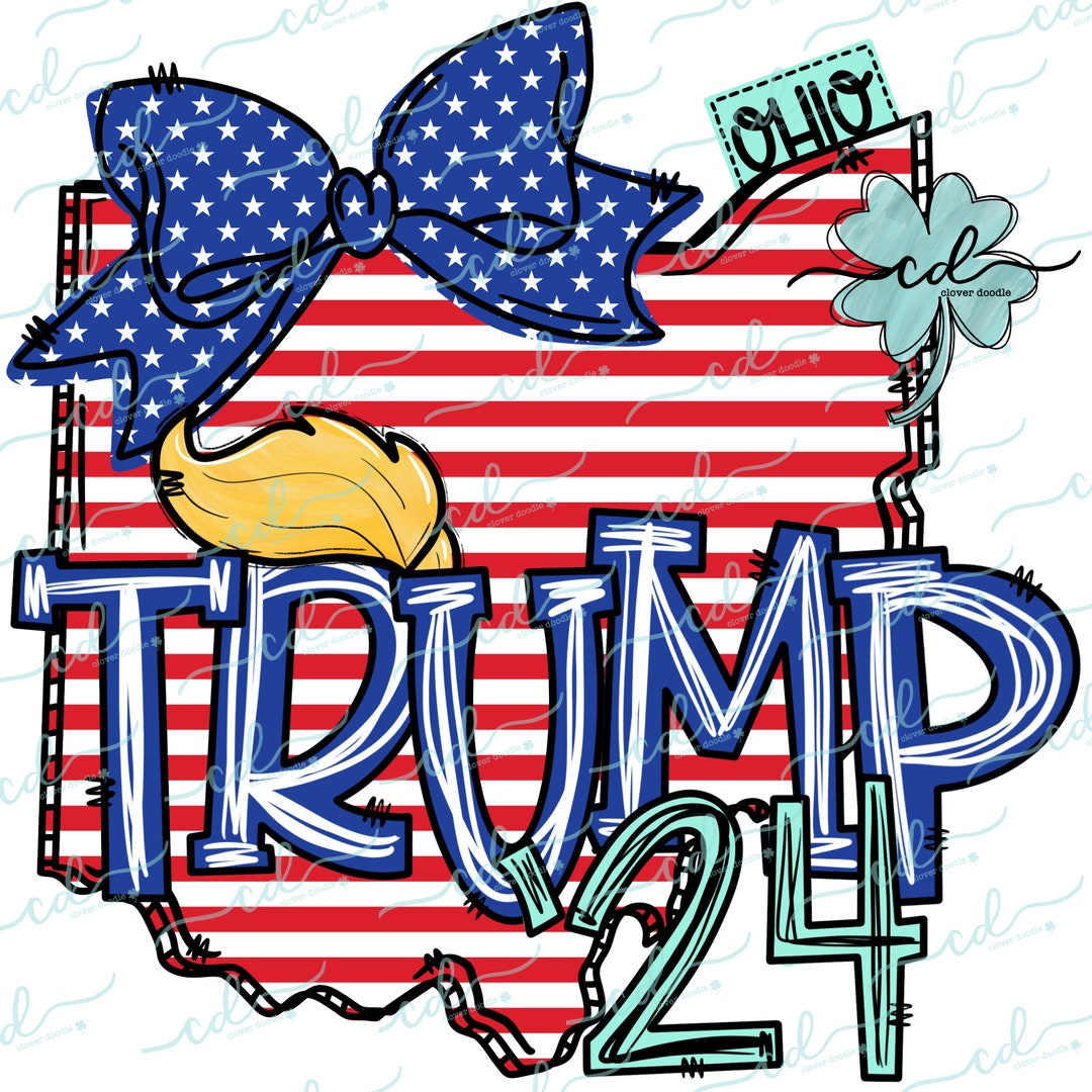 Doodle State Ohio Trump 24 CD Faux Applique PNG, Digital Download for ...