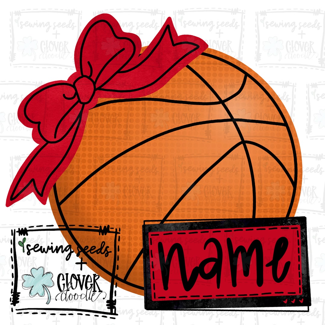 Basketball- Red + Black W/bow - SS+CD - PNG, Digital Download for ...